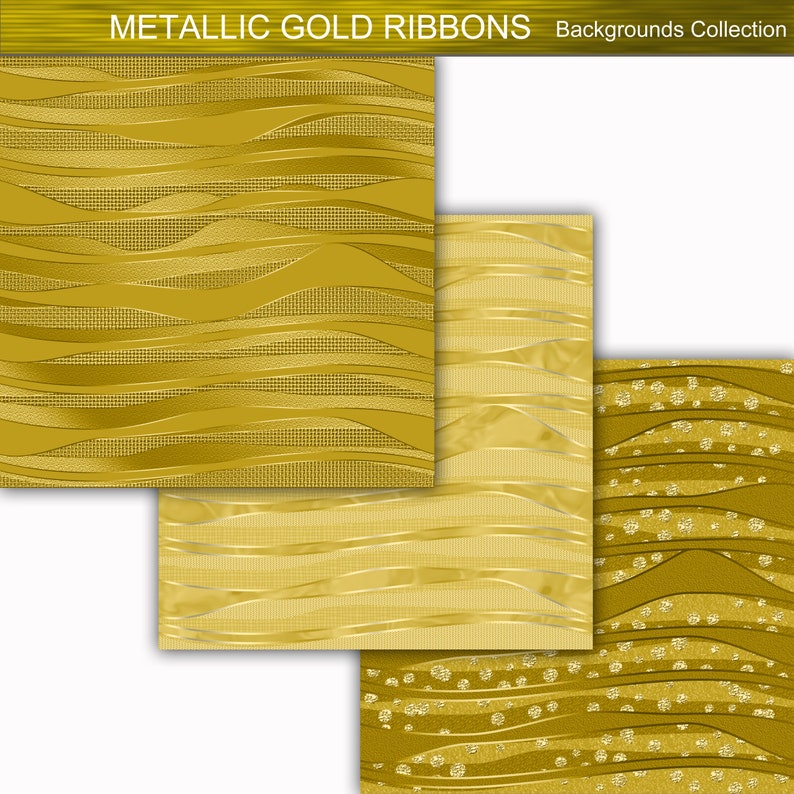 Metallic Gold Ribbons 16 Seamless Striped Wavy Textured - Etsy
