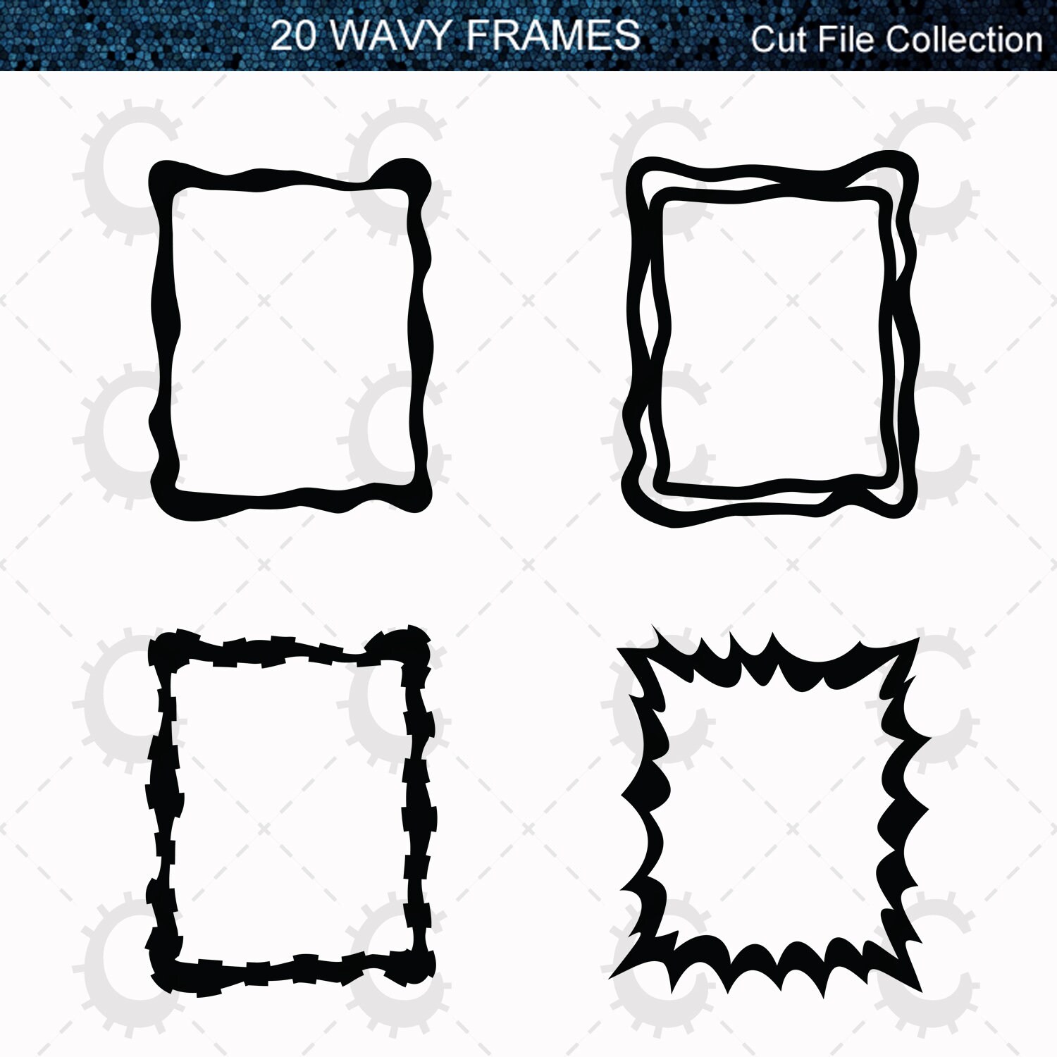 20 Wavy Frames Cut File Collection Svg/dxf/eps/png Files - Etsy