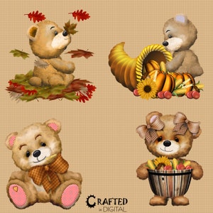 Autumn Teddy Bears, Fall Teddy Bears - Fall Clipart Collection - Etsy