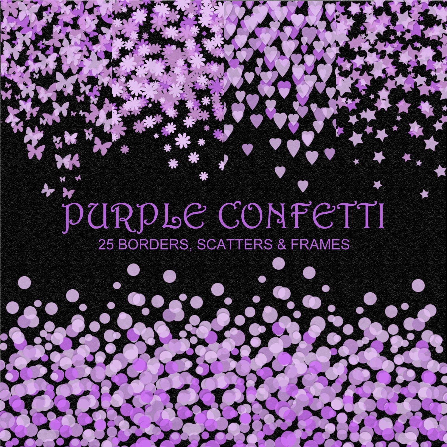 25 Purple Confetti Borders Frames and Overlays Circle | Etsy