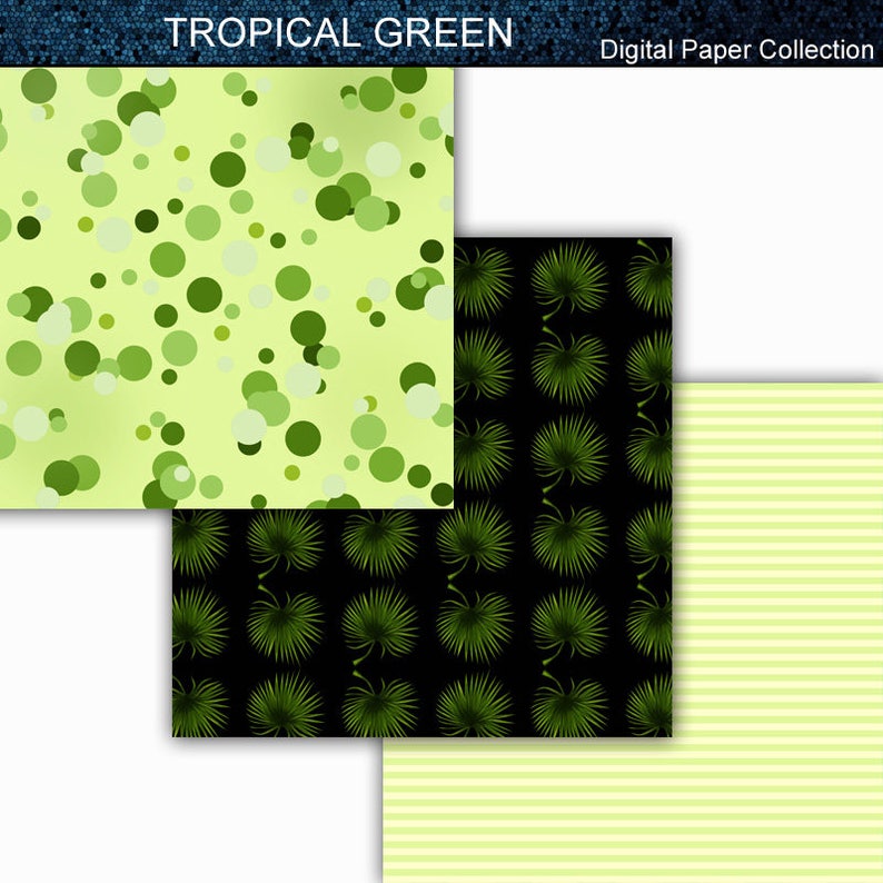 Tropical Green - Digital Paper Collection 12x12 - Etsy
