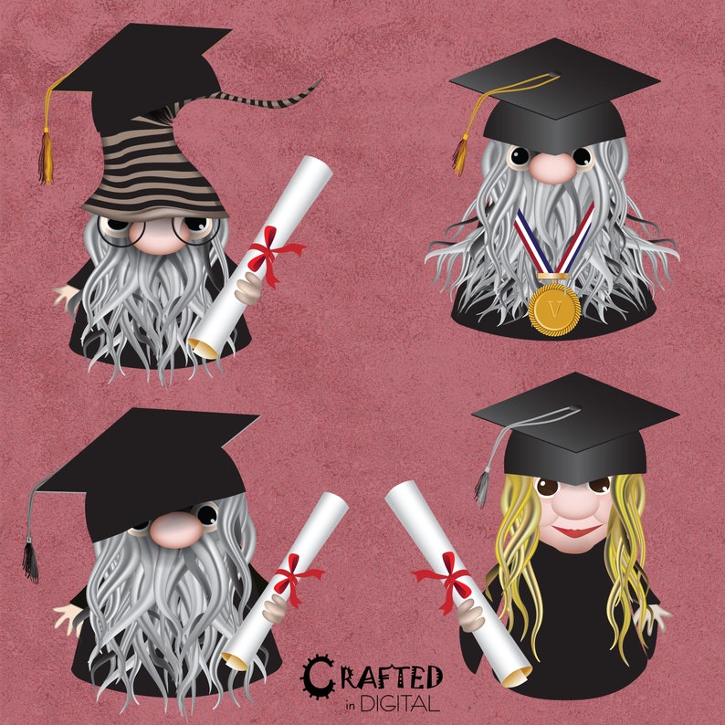 Graduation Gnomes Clipart Collection - Etsy Australia