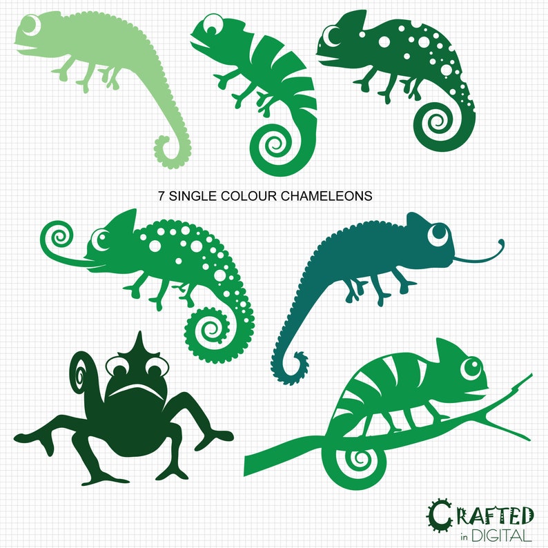 Cute Chameleons Cut File Collection - Svg/dxf/eps/png Files Suitable ...