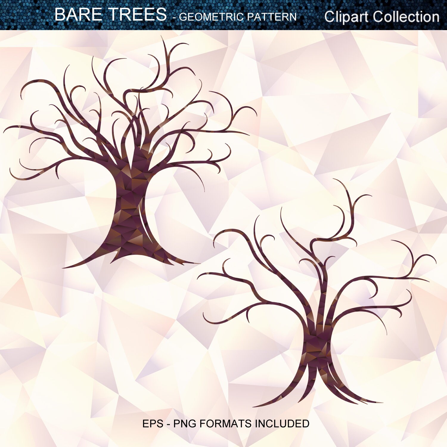 Bare Tree Geometric Pattern Clipart Collection Modern Trees | Etsy