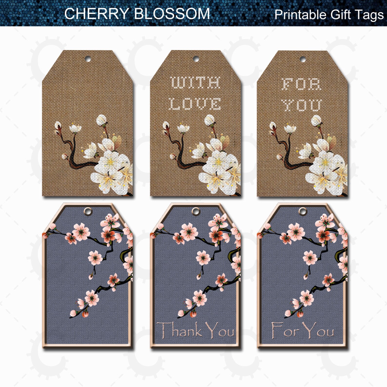 Cherry Blossom/sakura Gift Tags Thank You Tags With Love and - Etsy