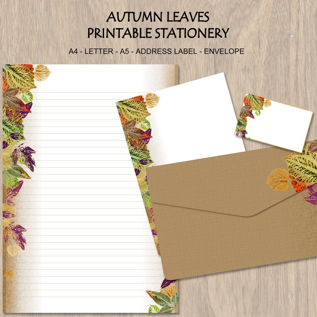 Autumn Leaves Printable Stationery Set - Digital Letter Paper ...