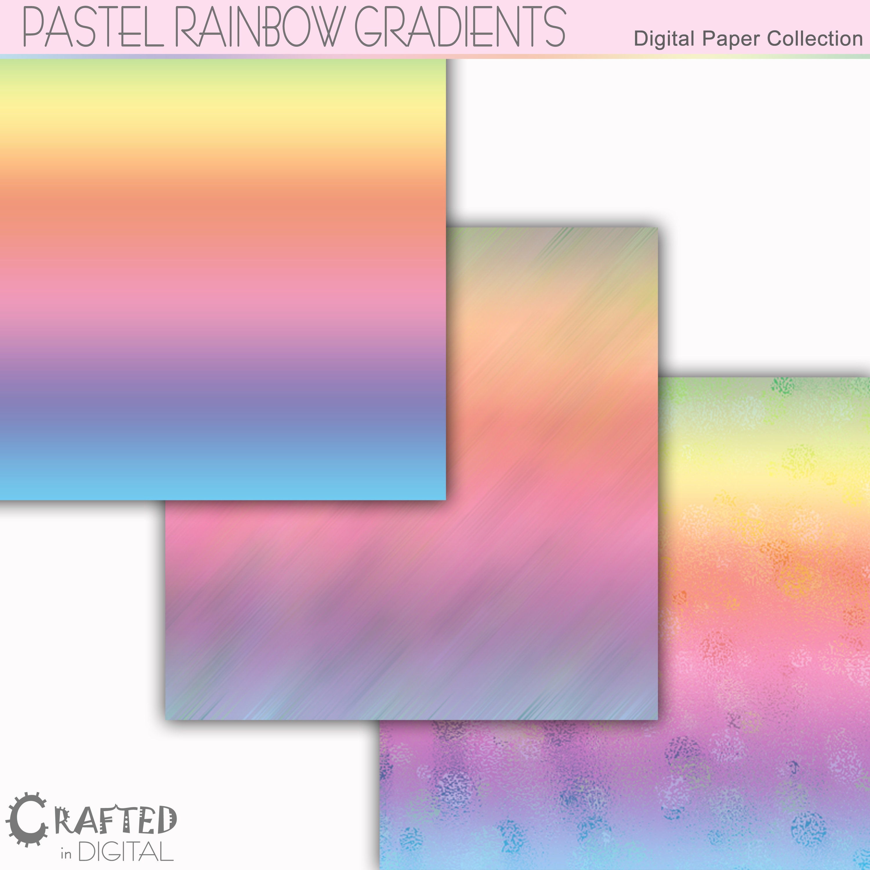 Pastel Rainbow Gradients Digital Paper Collection 12x12 - Etsy