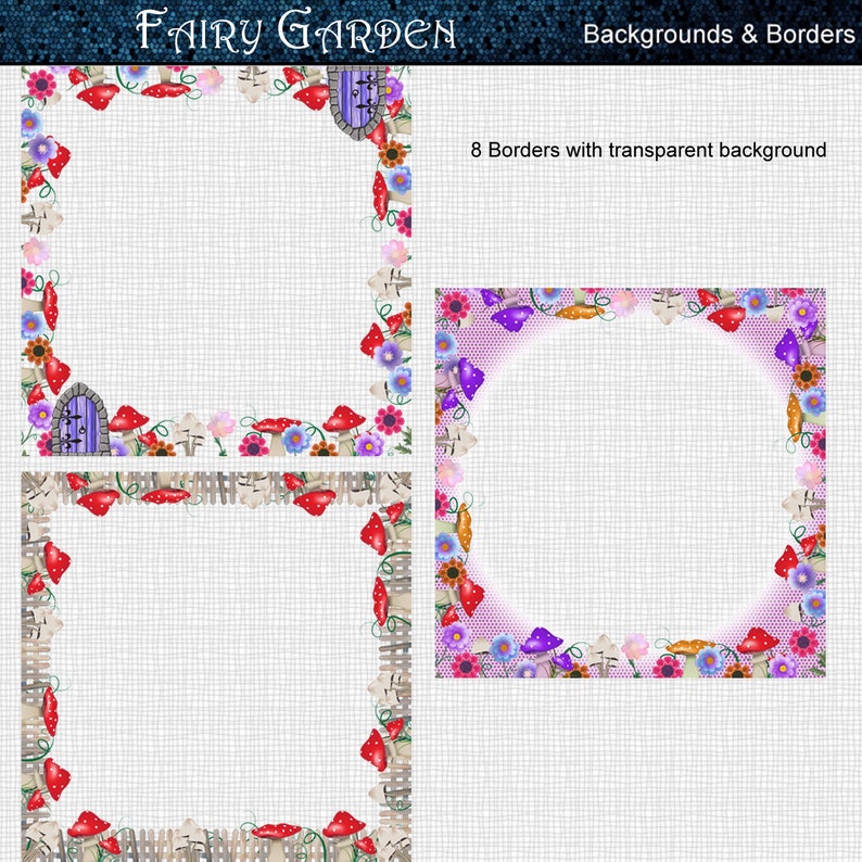 Fairy Garden Backgrounds Borders and Transparent Frames. 12 X - Etsy ...