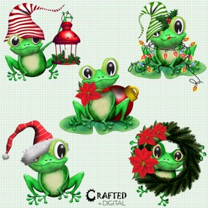 Christmas Frogs - Clipart Collection - Etsy