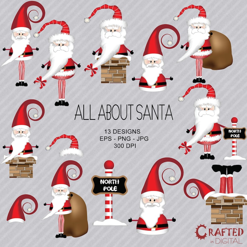 All About Santa Christmas Clipart Collection | Etsy