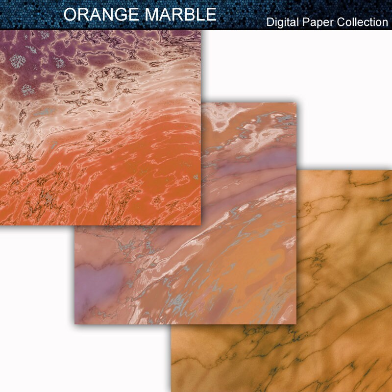 Orange Marble Digital Paper Collection 12x12 | Etsy