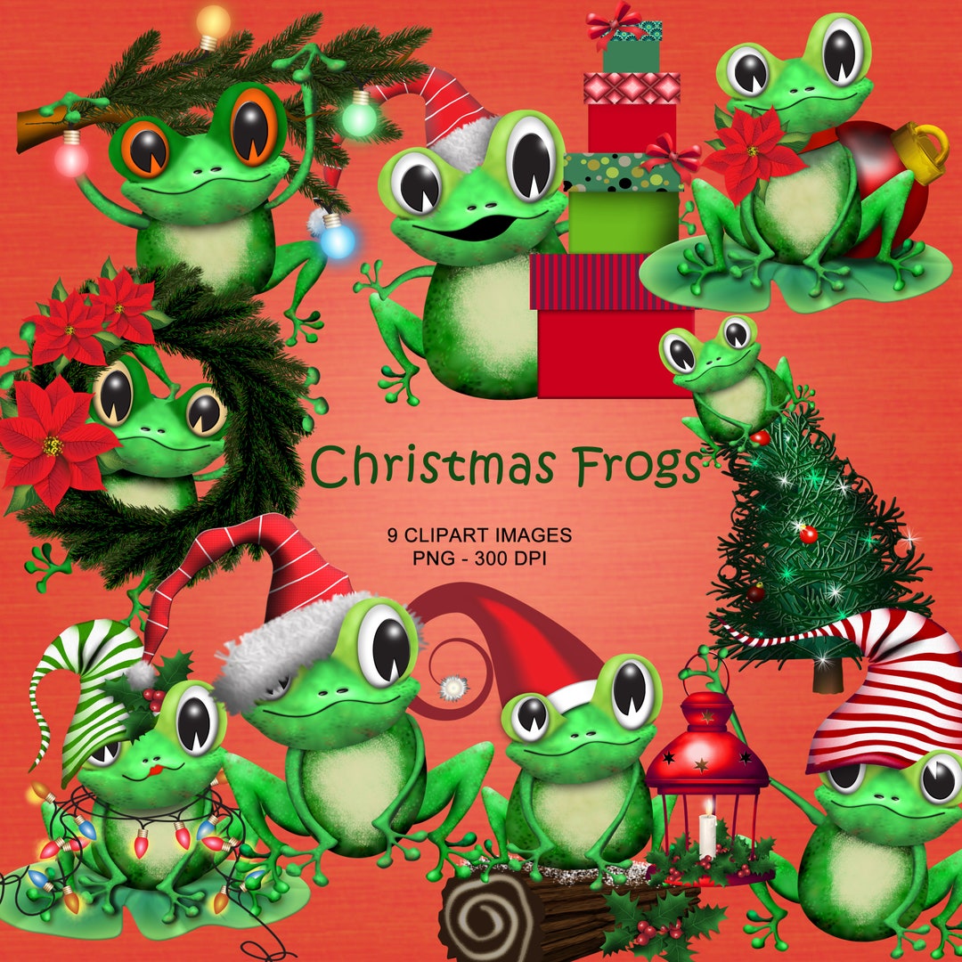 Christmas Frogs - Clipart Collection - Etsy
