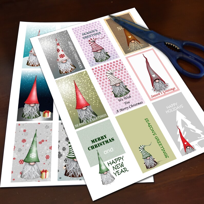 18 Christmas Gnome Printable Labels - Etsy