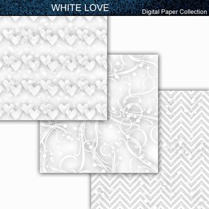 White Love - Digital Paper Collection 12x12 - Etsy