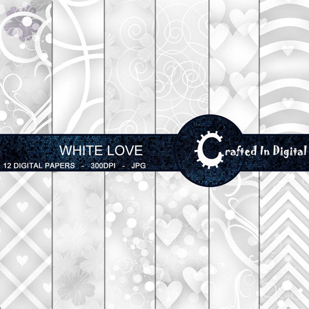 White Love - Digital Paper Collection 12x12 - Etsy