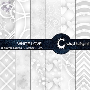 White Love - Digital Paper Collection 12x12 - Etsy