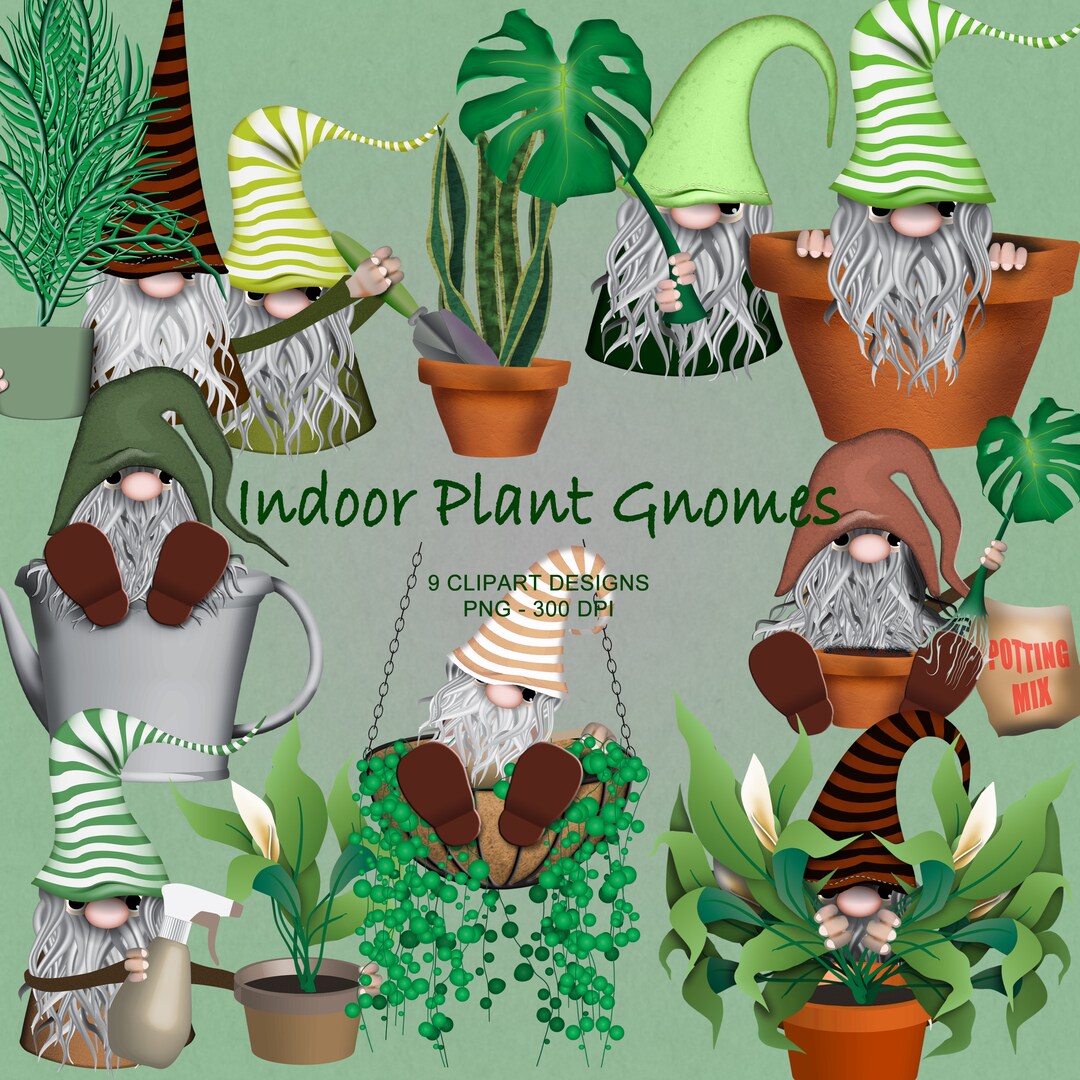 Indoor Plant Gnomes - Clipart Collection - Etsy