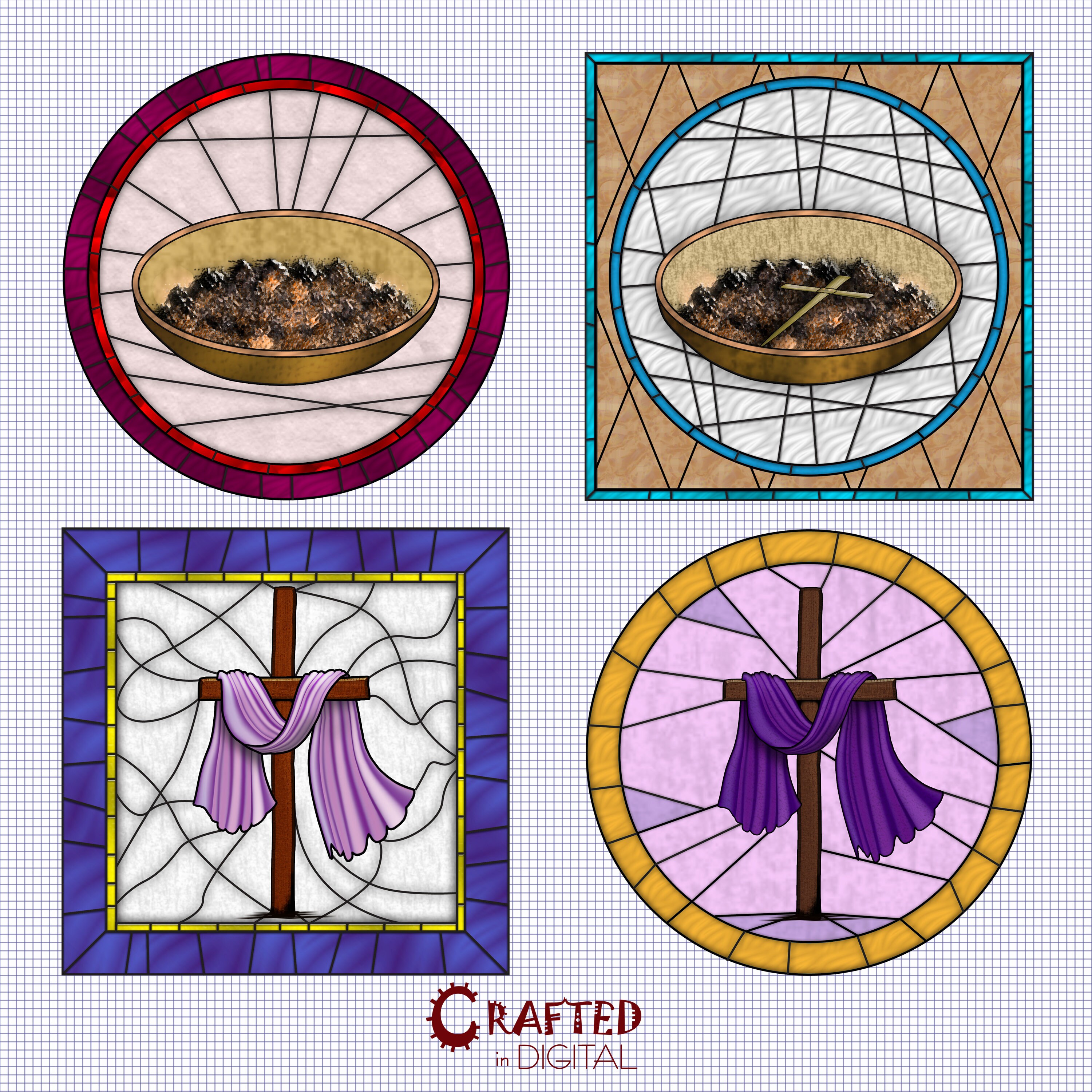 Stained Glass Images of Lent Palm Sunday Cross Ash - Etsy Australia
