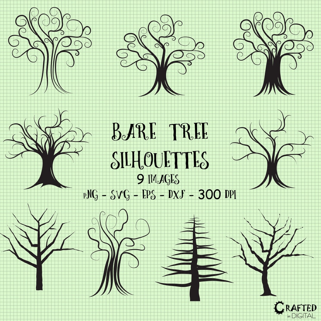 Stylized Bare Tree Silhouettes Collection, Modern Trees, Family Trees ...