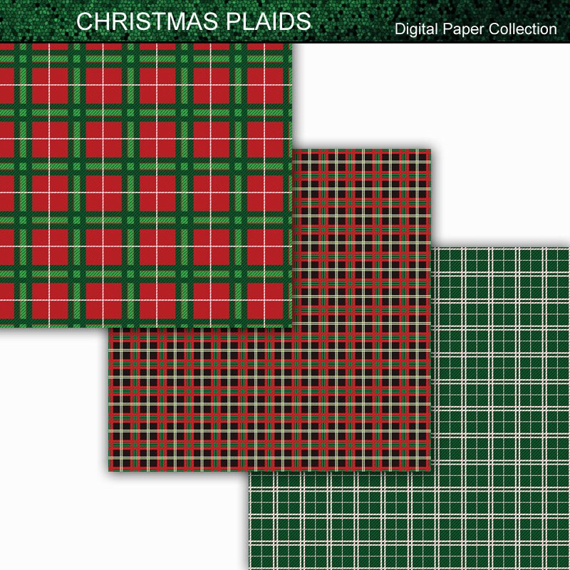 Christmas Plaids/tartans Digital Paper Collection 12x12 | Etsy