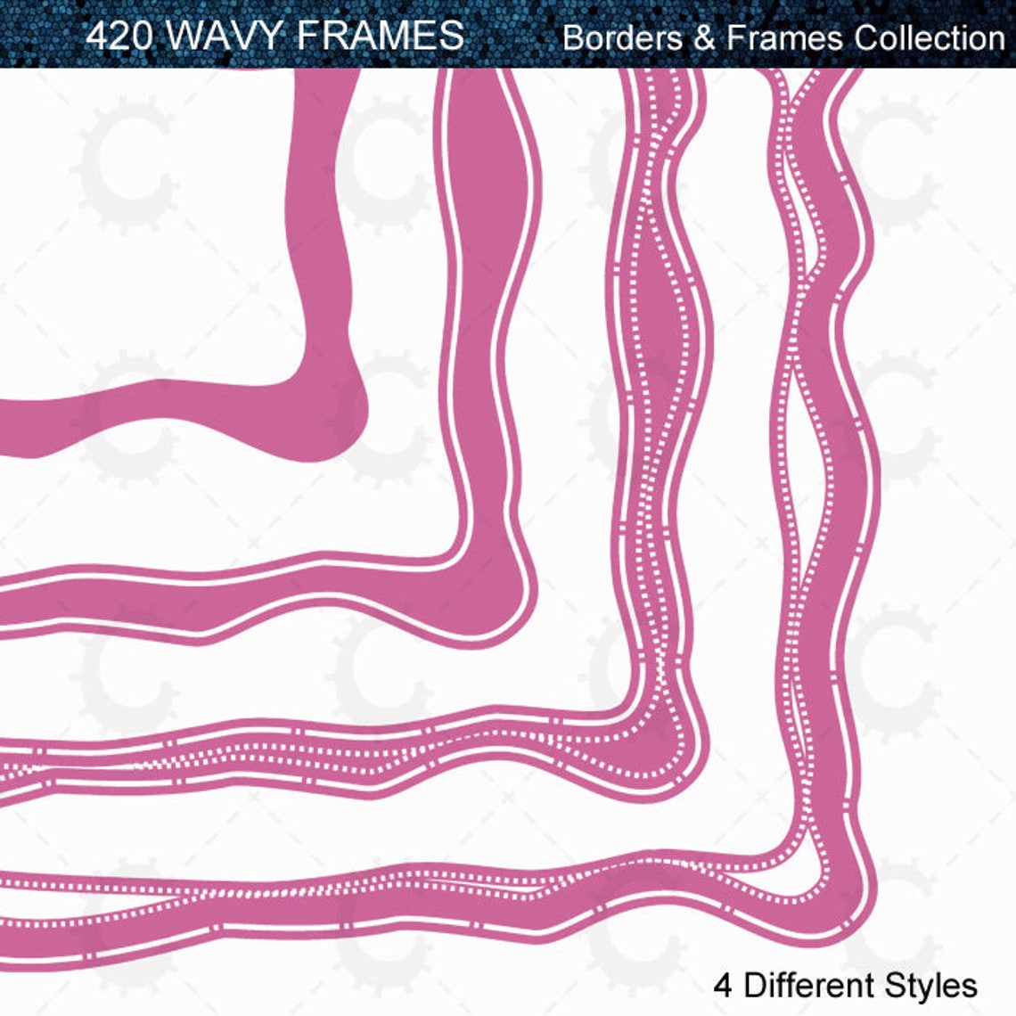 Wavy Frames/digital Frames/modern Frames/clipart 420 - Etsy