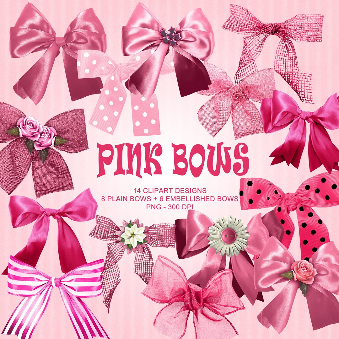Pink Bows - Simple & Embellished Bows Clipart - Etsy
