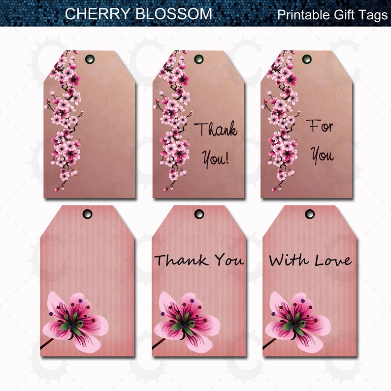 Cherry Blossom/sakura Gift Tags Thank You Tags With Love and - Etsy