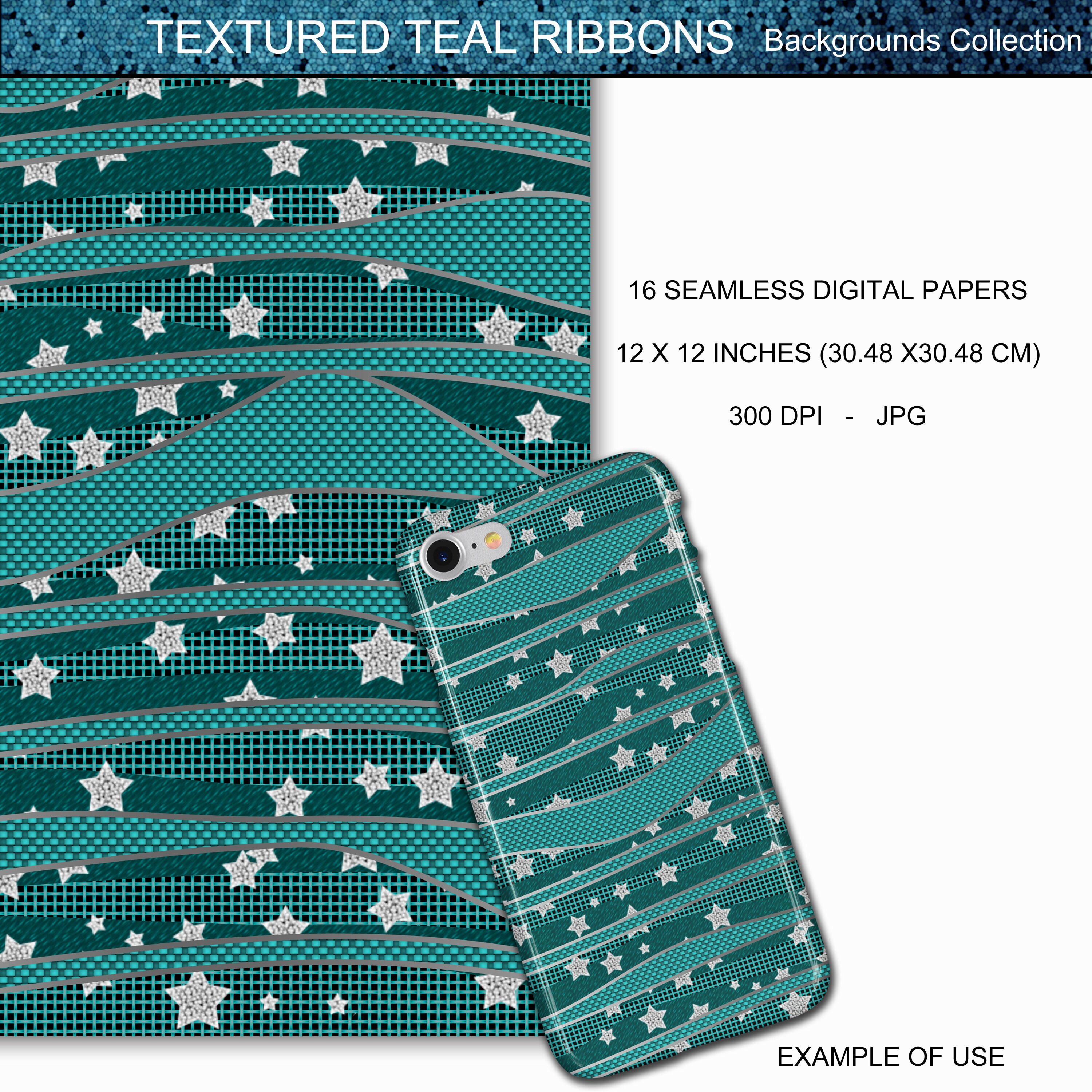 Teal Ribbons 16 Seamless Striped Wavy Textured Ribbon | Etsy