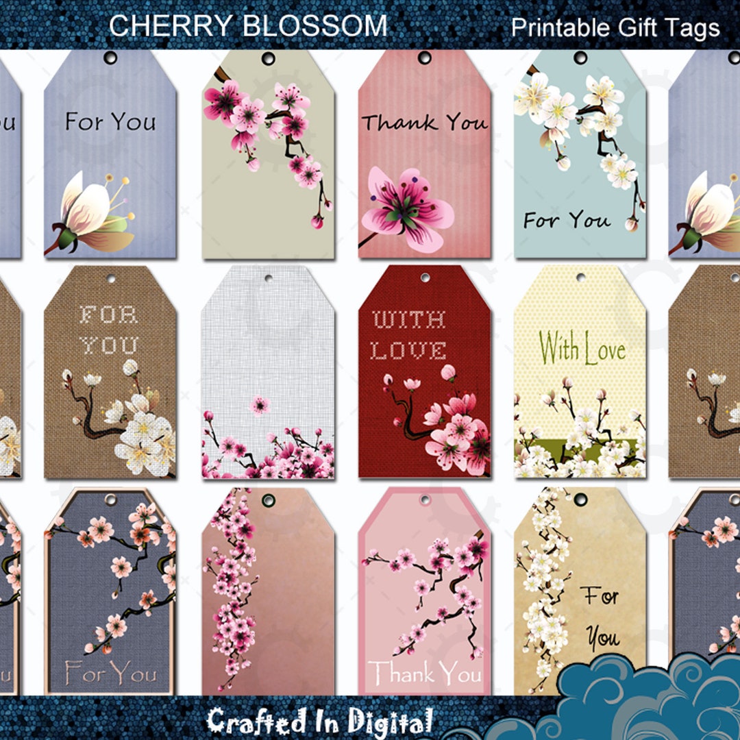 Cherry Blossom/sakura Gift Tags, Thank You Tags, With Love and for You ...