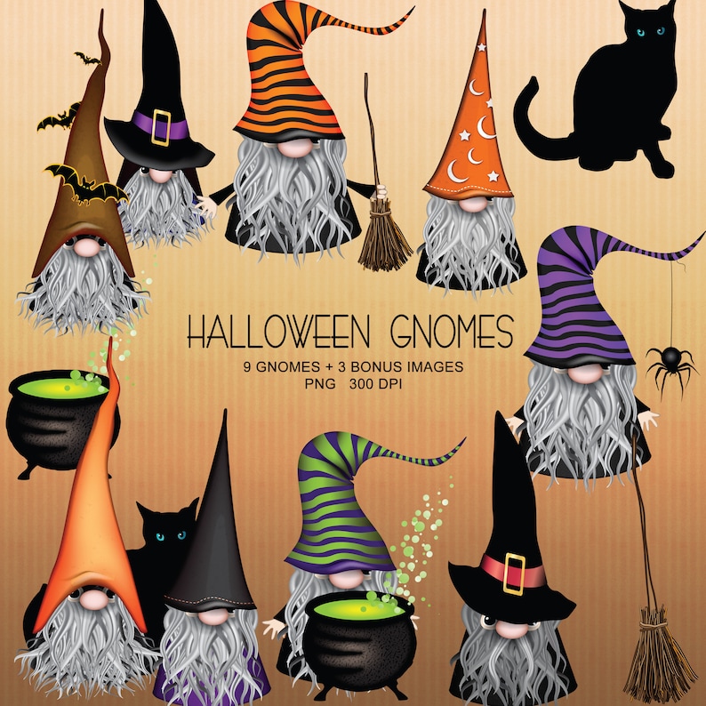 Halloween Gnomes Cute Halloween Clipart Collection - Etsy