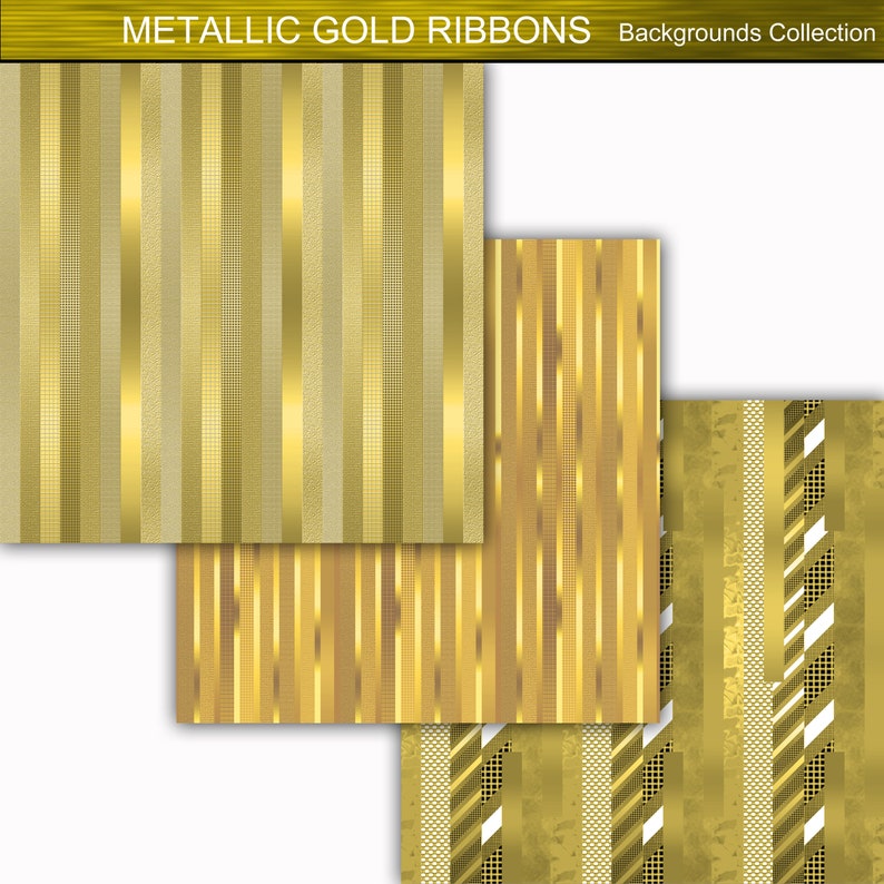 Metallic Gold Ribbons 16 Seamless Striped Wavy Textured - Etsy