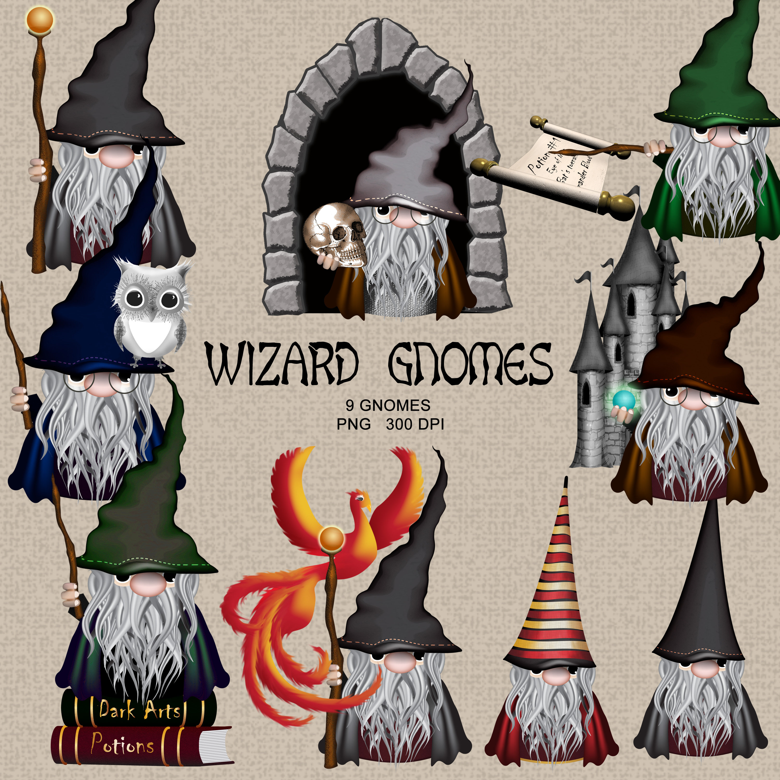Wizard Gnomes Clipart Collection - Etsy