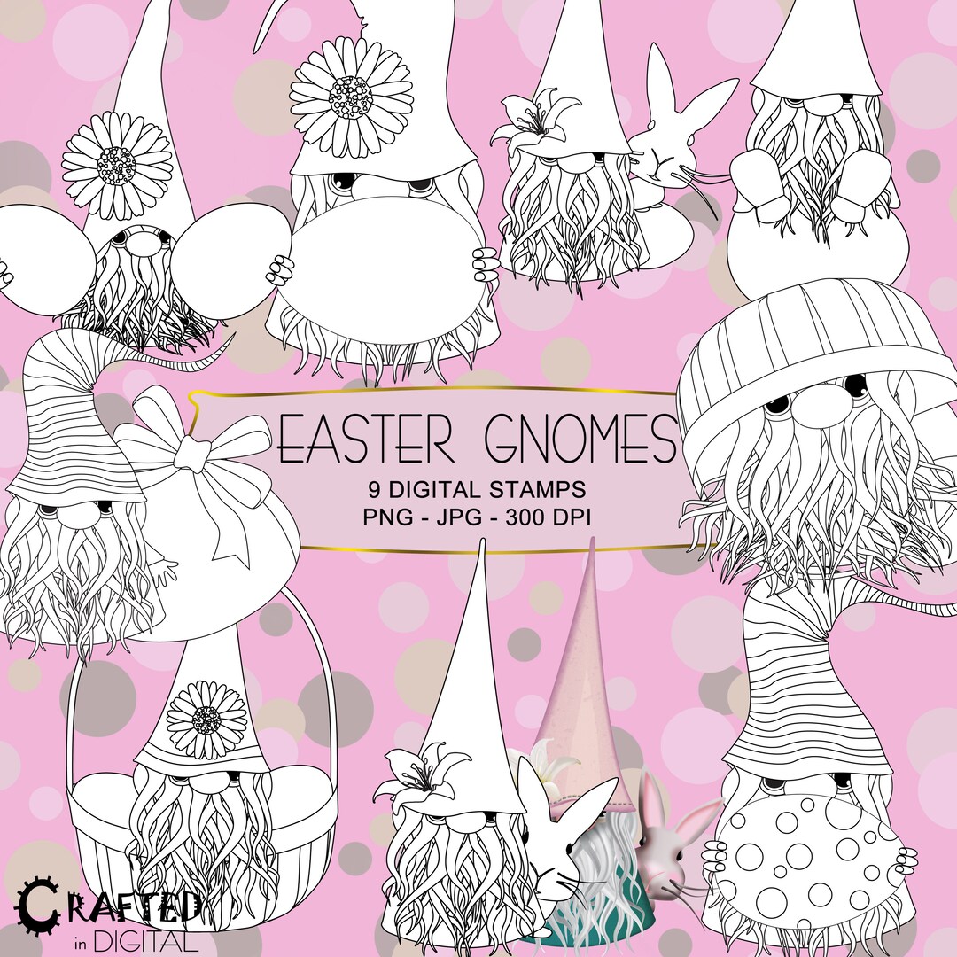 Easter Gnomes Digital Stamps - Gnomes Digistamp Collection - Etsy