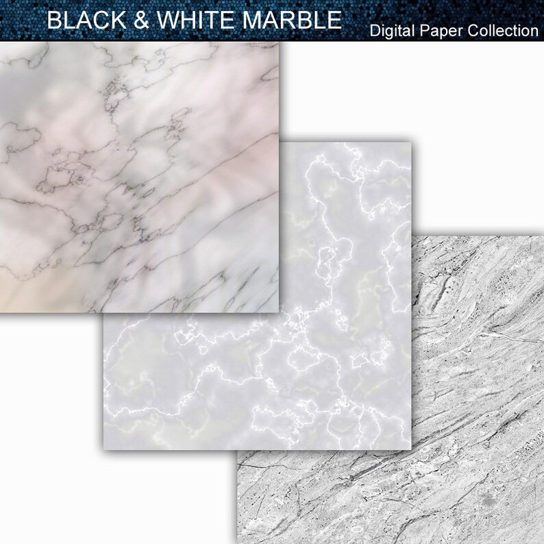Black & White Marble - Digital Paper Collection 12x12 - Etsy