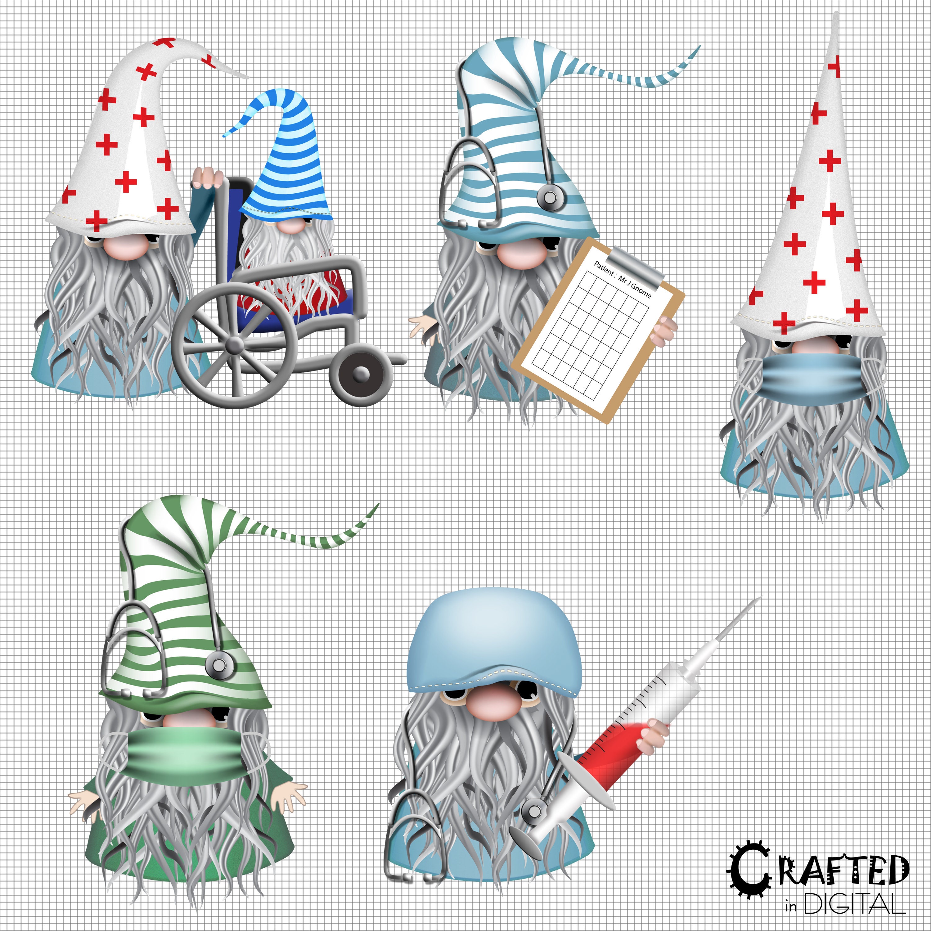 Doctor and Nurse Gnomes - Medical Clipart Collection - Etsy