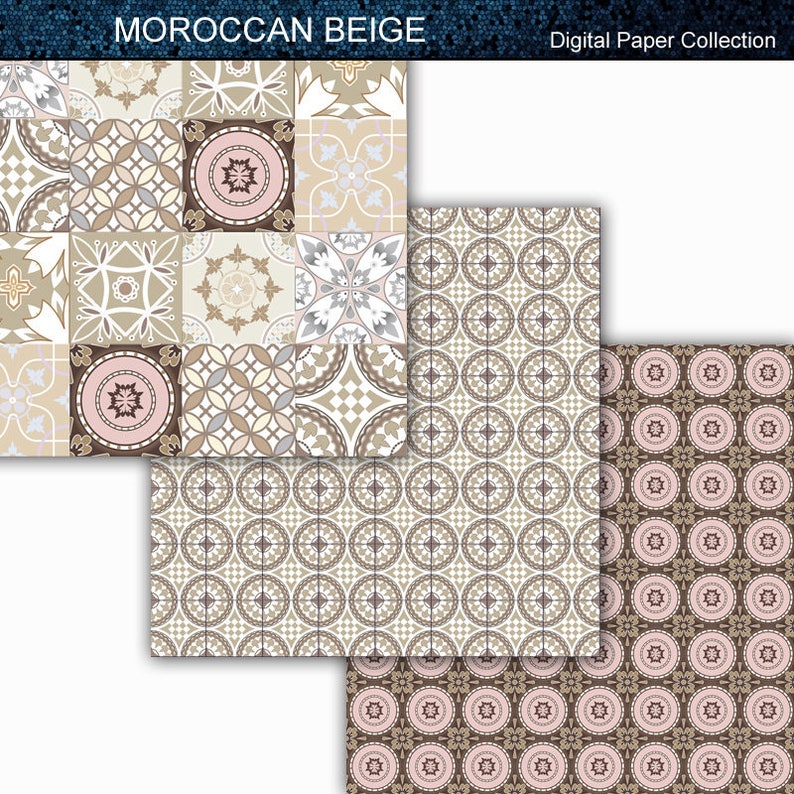Moroccan Beige Moroccan Tile Themed Digital Paper Collection - Etsy