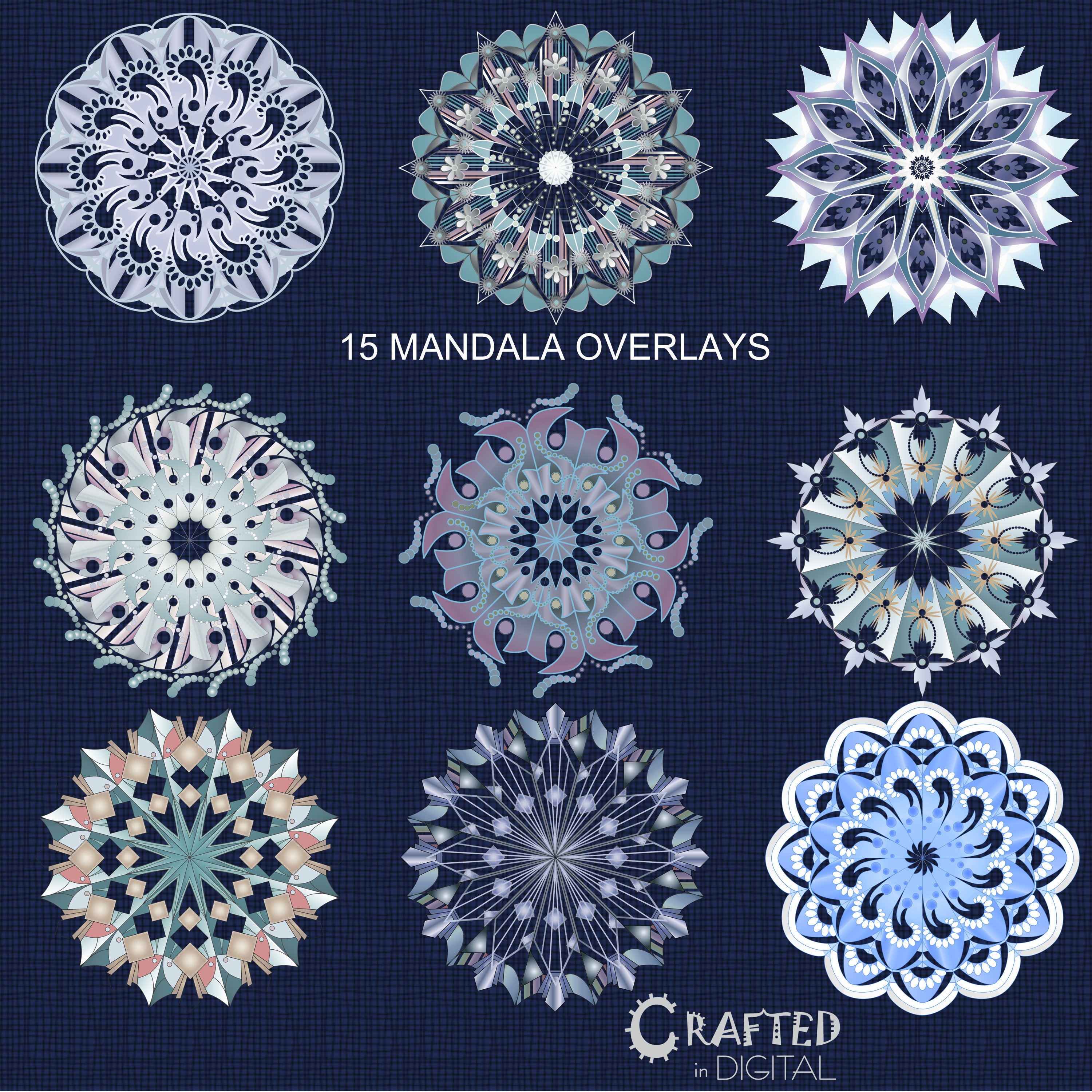 30 Winter Mandalas & Mandala Overlays Clipart Collection - Etsy