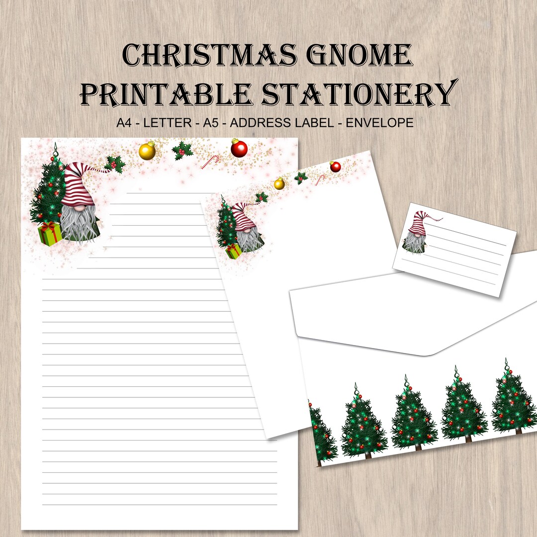 Christmas Gnome Printable Stationery Set - Digital Letter Paper ...