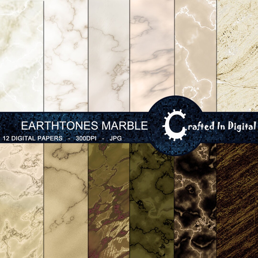 Earthtones Marble Digital Paper Collection 12x12 - Etsy