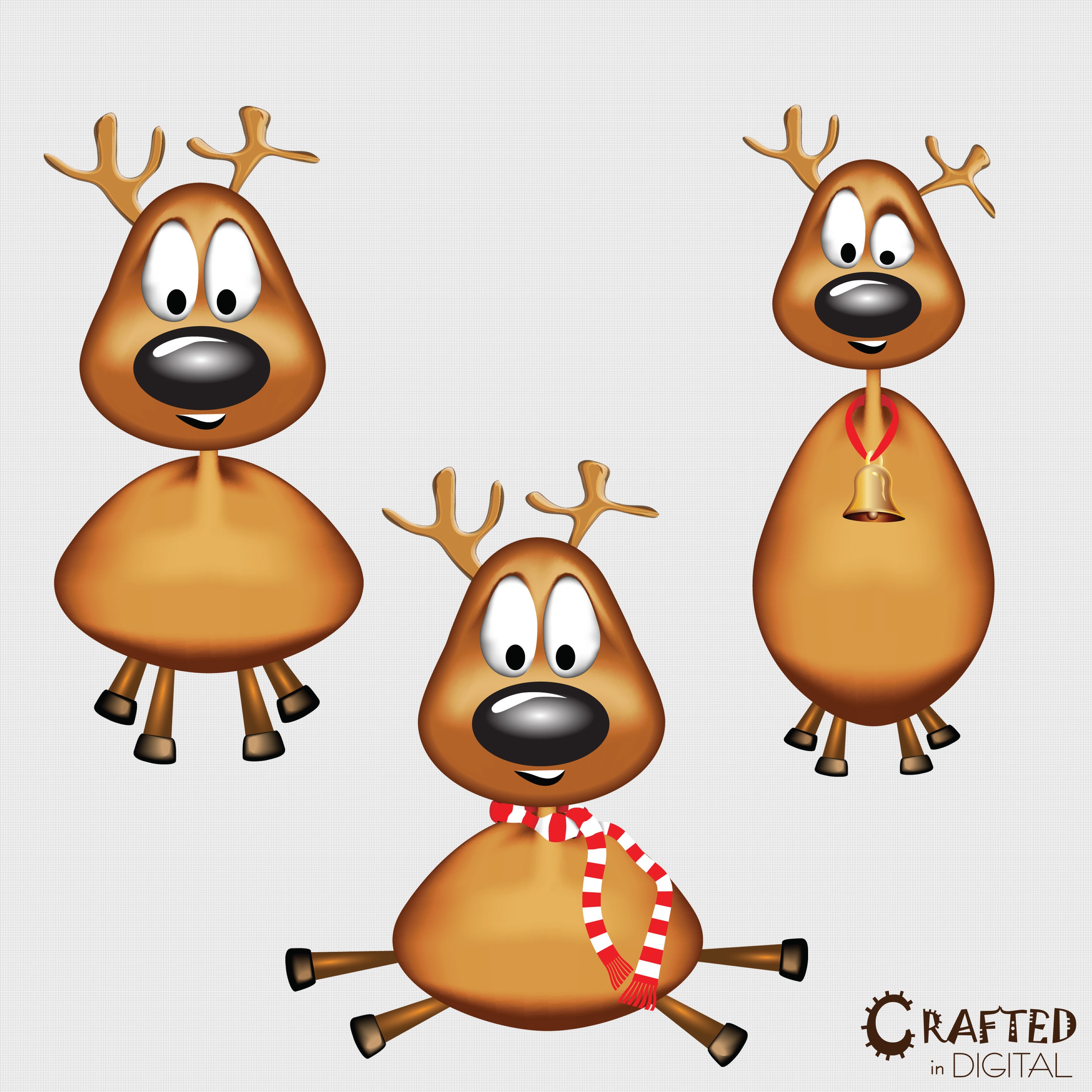 8 Christmas Reindeers Clipart Collection | Etsy