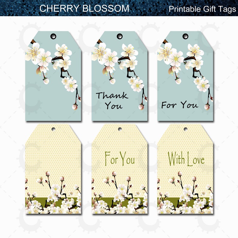 Cherry Blossom/sakura Gift Tags Thank You Tags With Love and - Etsy