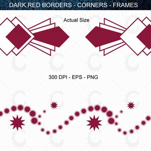 12 Dark Red Borders With Matching Corners and Frames - PNG Borders - Etsy