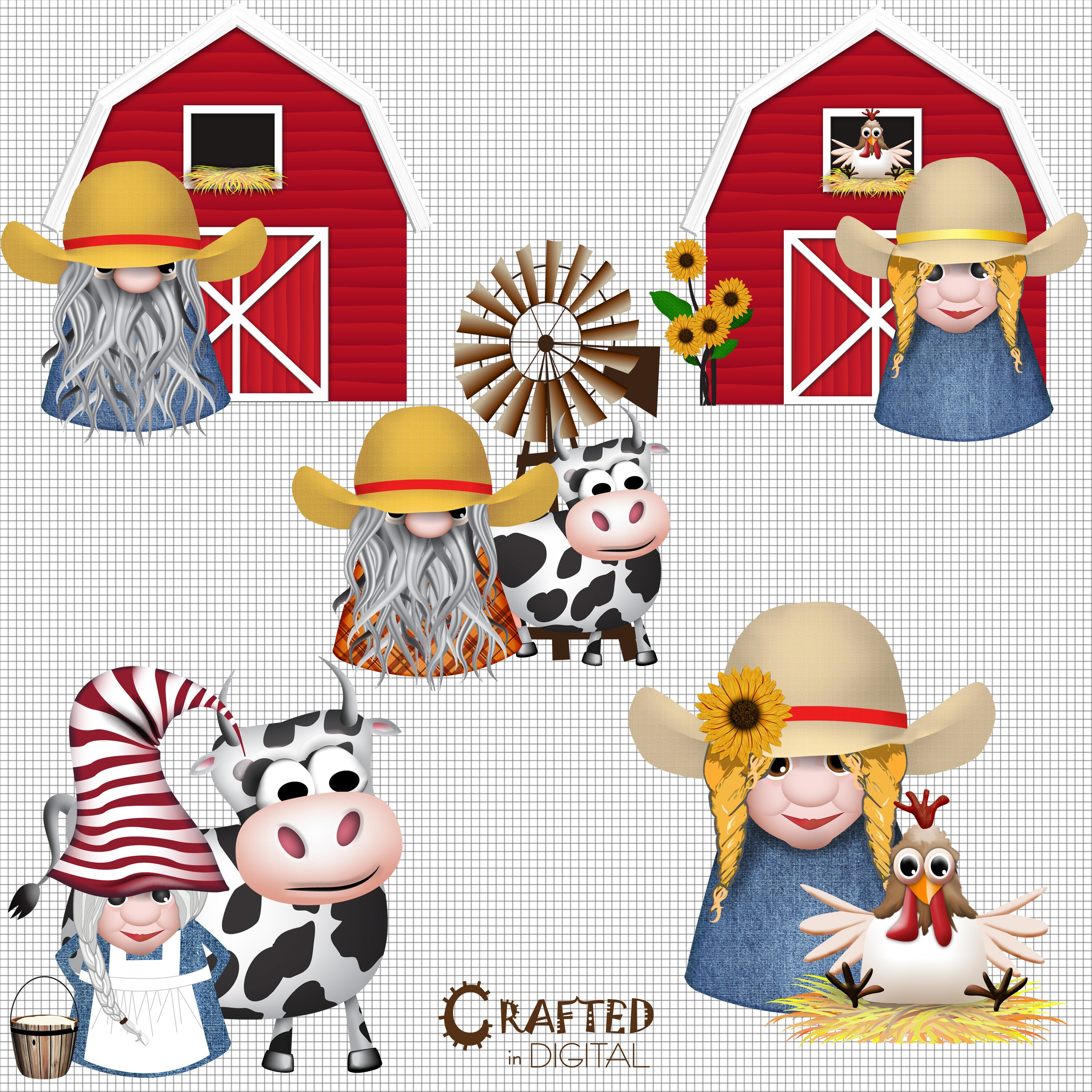 Farm Gnomes - Clipart Collection - Etsy Australia
