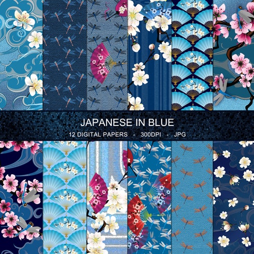 Japanese Florals in Orange Digital Paper Collection 12x12 - Etsy