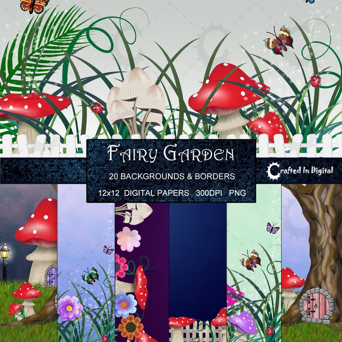 Fairy Garden Backgrounds Borders and Transparent Frames. 12 X - Etsy