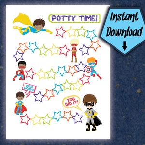 Super Hero Potty Chart for Boys | Instant Download | Sticker Reward ...