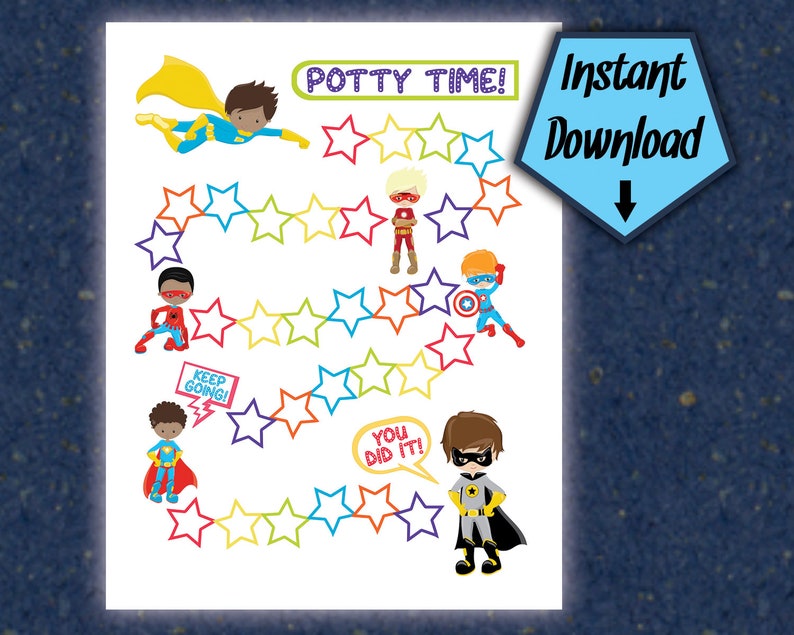 Super Hero Potty Chart for Boys | Instant Download | Sticker Reward ...
