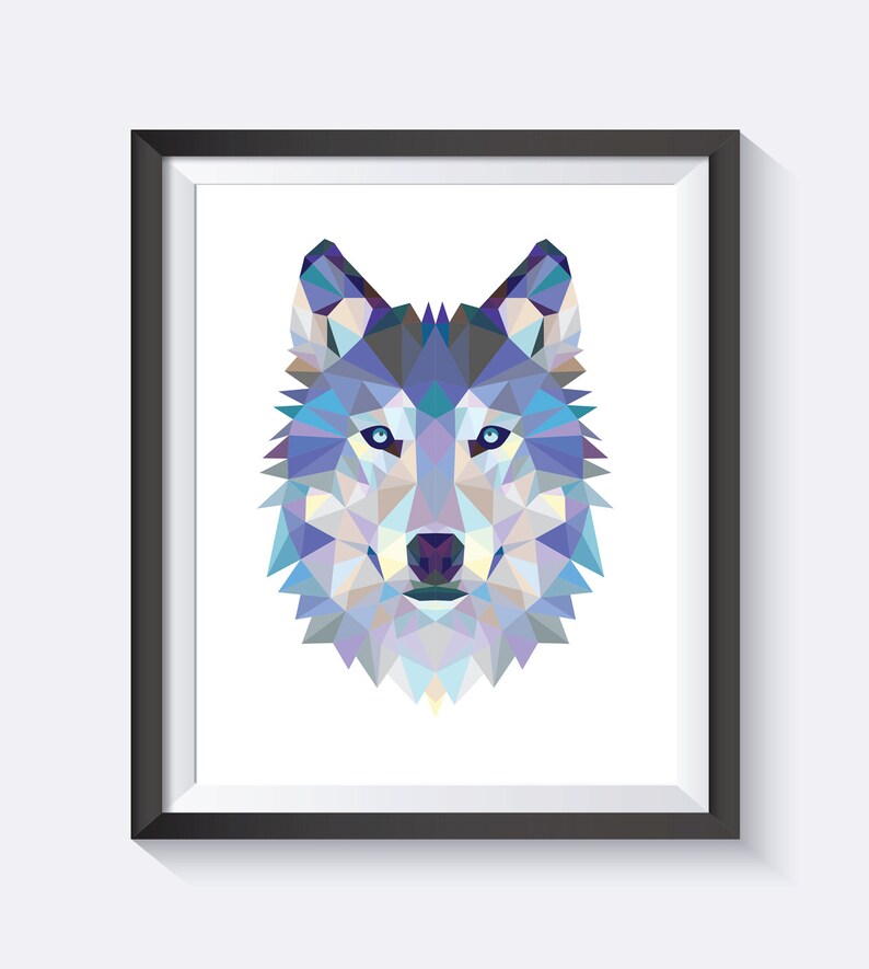Wolf Print, Polygon, Wolf Face, Triangle Wolf, Geometric Wolf Print ...