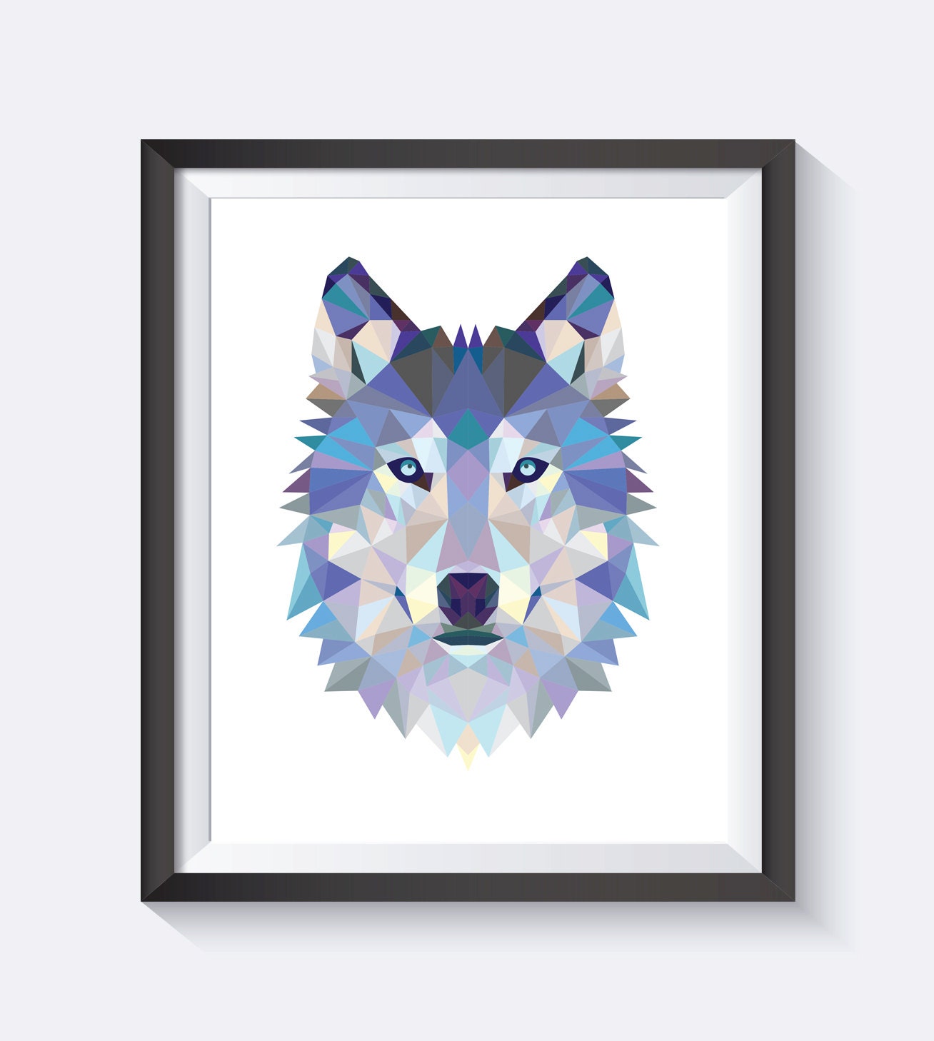 Wolf Print, Polygon, Wolf Face, Triangle Wolf, Geometric Wolf Print ...