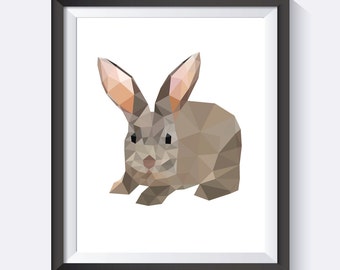 Rabbit Polygon Art - Etsy